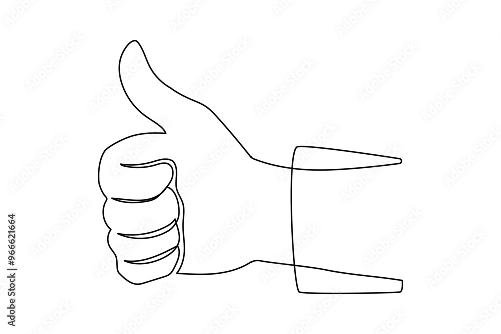 Thumb up in one continuous line drawing. Hand showing like and great ...