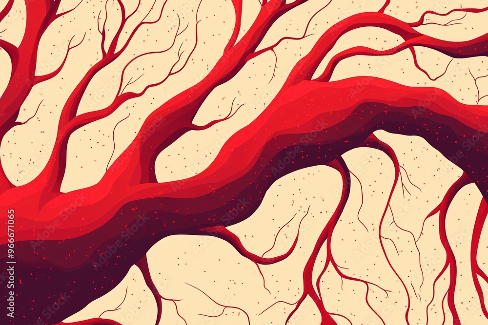 Medical illustration of a cross-section view of a blood vessel showing ...