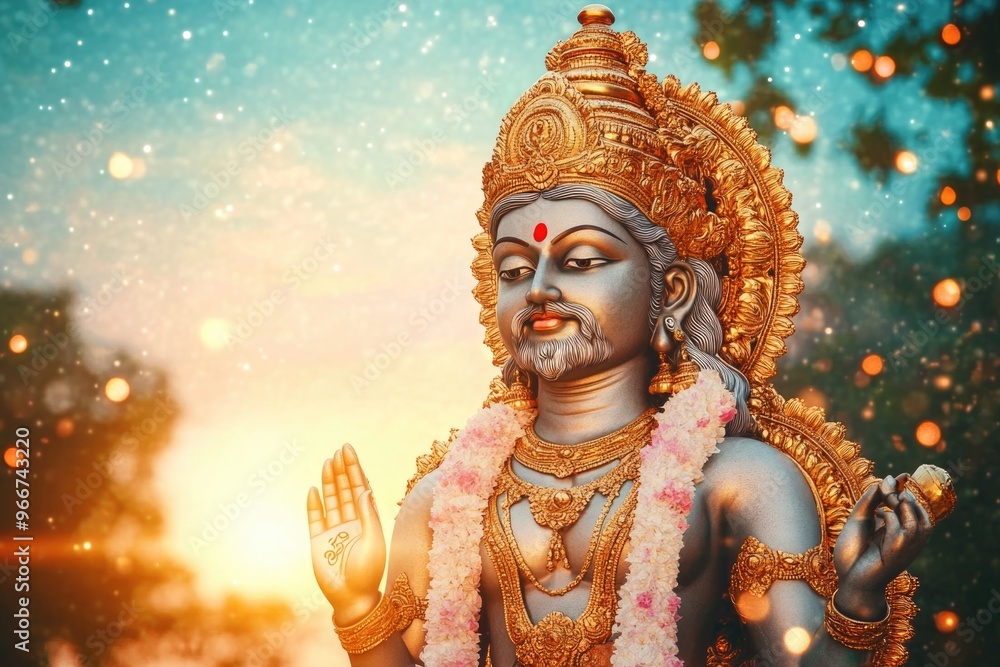 Стоковая иллюстрация «Divine creator: Portrait of Brahma, god of ...
