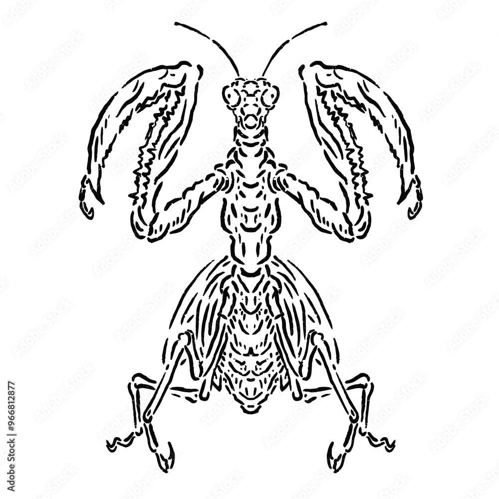 vector sketch illustration of a cool praying mantis insect Stock Vector ...