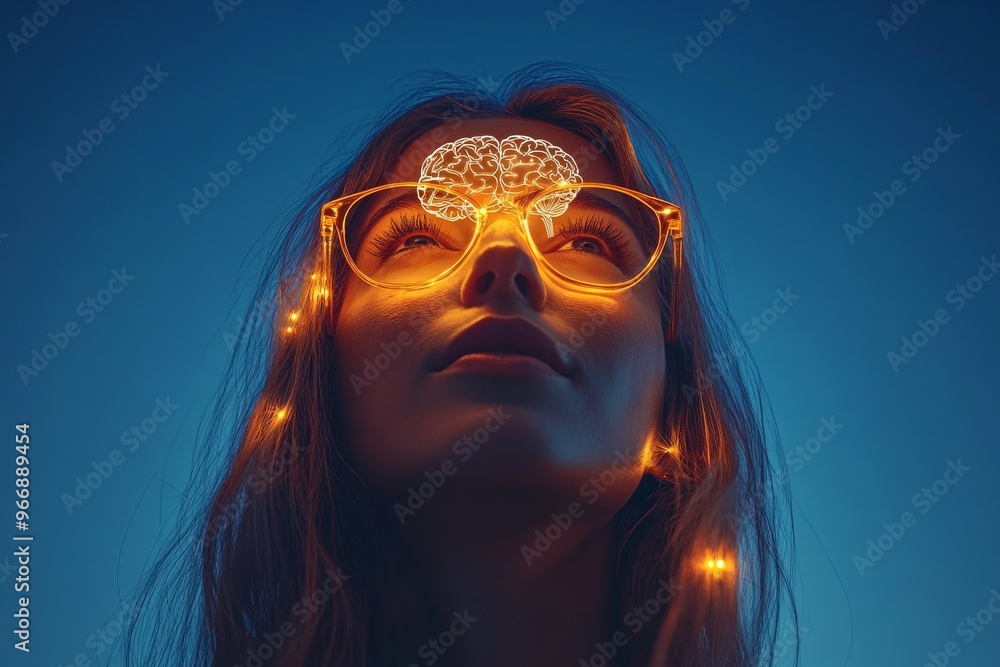 Synaptic Modulation Working Memory And Neuromotor Processing Woman With Abstract Glowing Neural