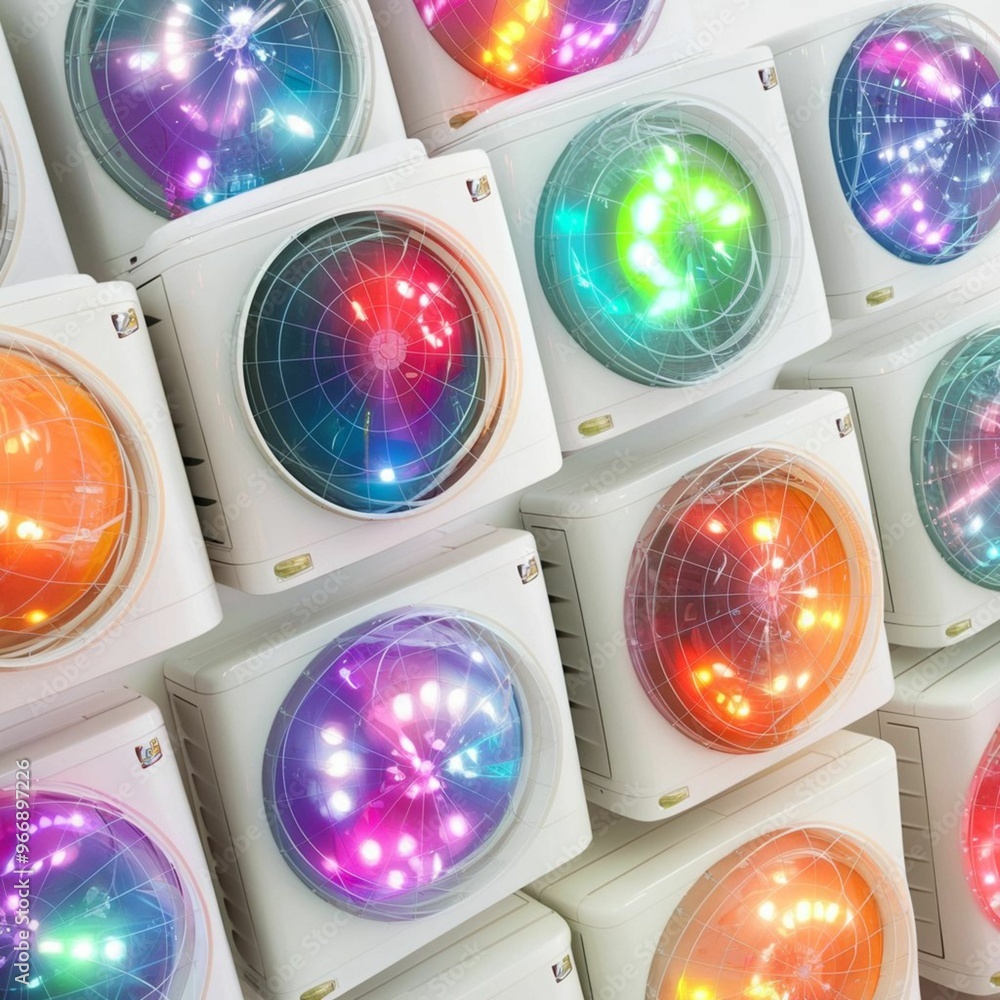 sticker cartoonish AC unit transformed into a whimsical spaceship ...