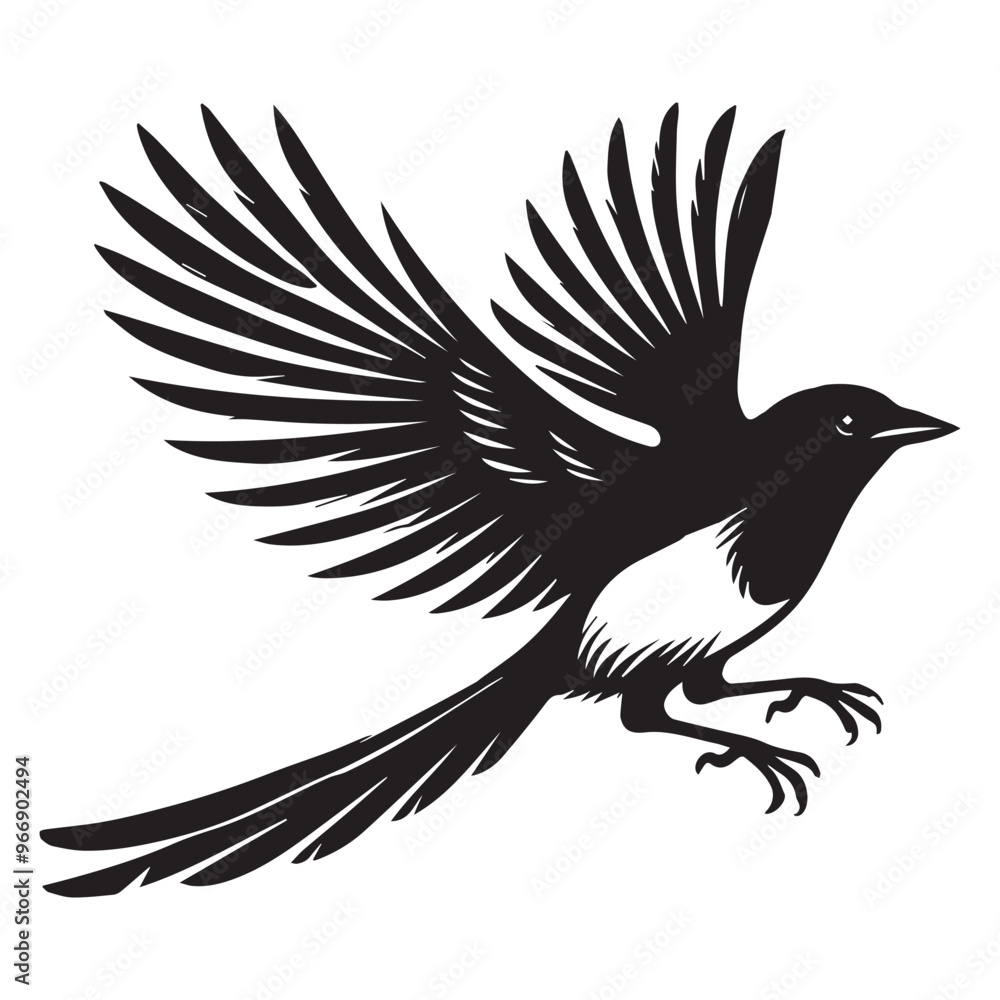 American magpie Clipart - Black-billed Magpie Vector Illustration in ...