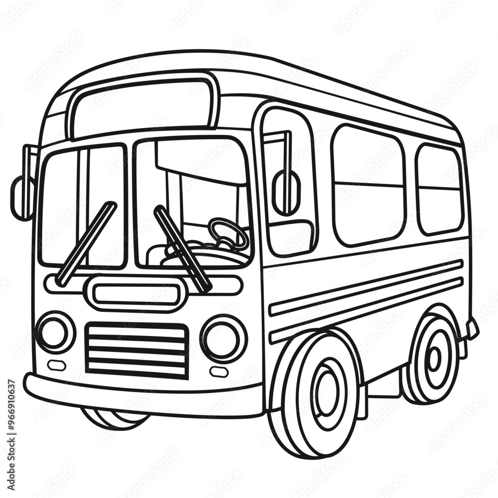 Bus Coloring Pages Fun and Detailed Designs for Kids, Line art ...