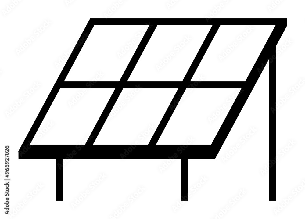 The image shows a simple drawing of a solar panel, represented in black ...