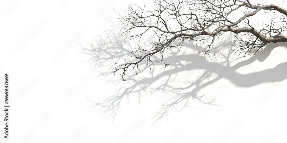 realistic tree branches shadow overlay blur isolated on white ...