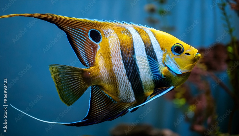 Elegant Teardrop Angelfish (Pterophyllum leopoldi) Swimming Gracefully ...
