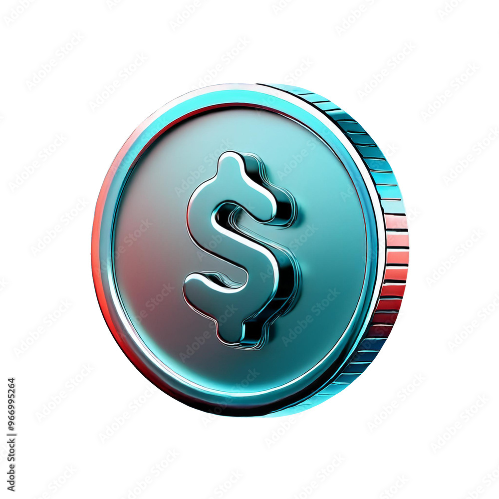 3D metallic USDT coin icon with uniform metal and isolated background ...