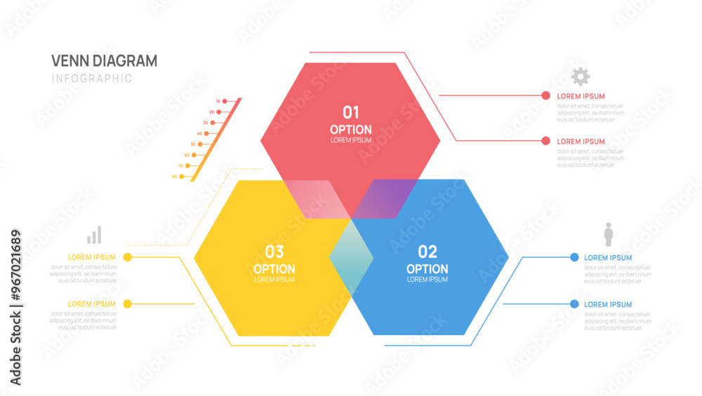 Infographic Hexagon geometric Venn diagram chart template for business ...