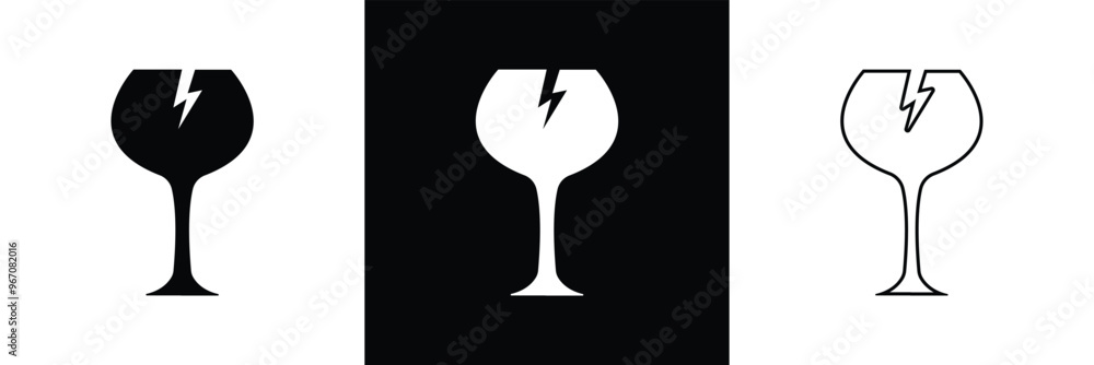 Broken glass. Fragile Packages, Logistics and Shipping Delivery Labels ...