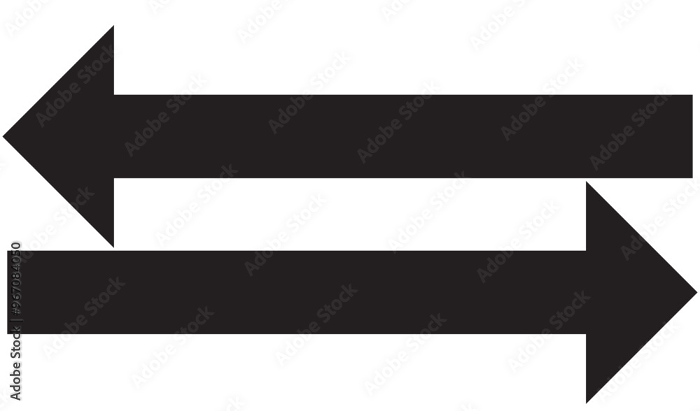 Straight long double vector arrow. Horizontal long straight arrow with ...