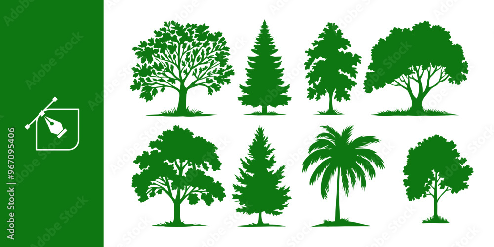 Graphic tree element outline symbol for architectural drawing and ...