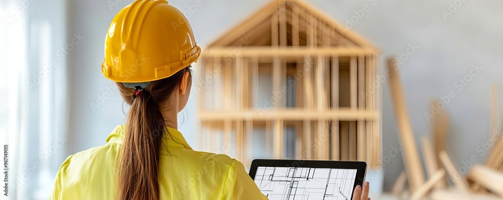 Architectural Sketch on Digital Tablet, female architect, modern design ...