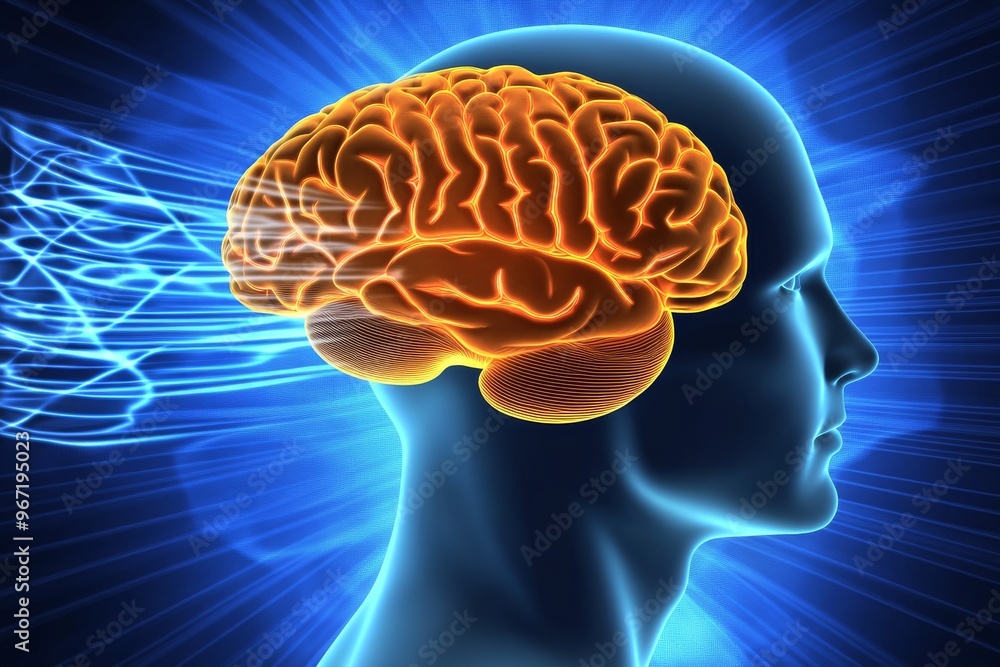 Power burst imagination neural mapping digital wave and electric glow ...