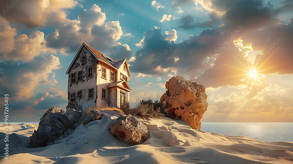 House built on sand vs. House built on rock. Parable of the wise and ...