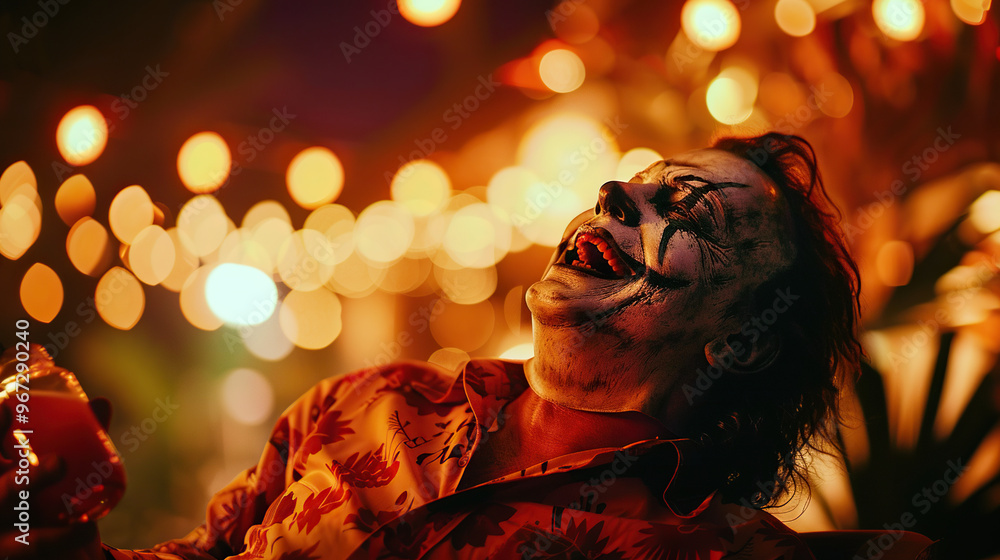 halloween costume joker makeover , a man laughing scary smile joker ...
