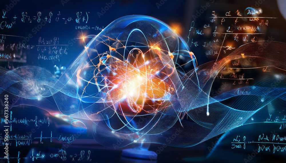 Physics Formulas and Plasma Energy with Sparks and Molecules Stock ...