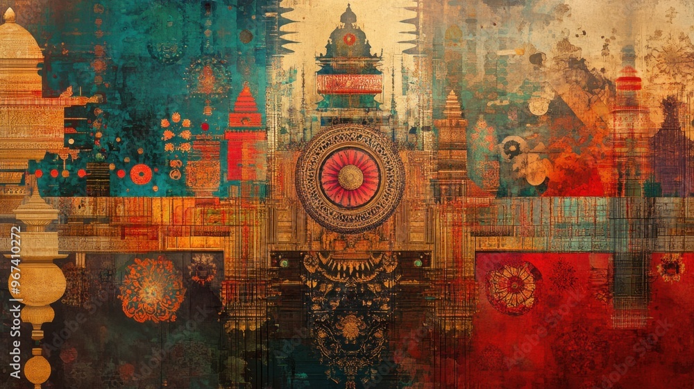 Indian civilization-inspired abstract art with detailed ornamental ...