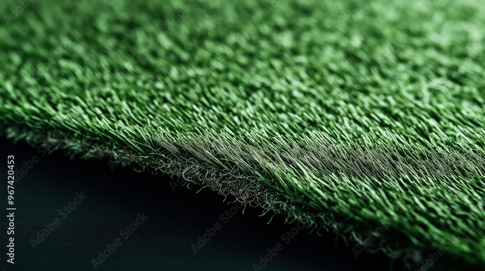 Close-up image of artificial grass with detailed texture and structure ...
