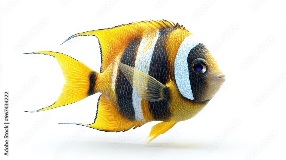 Angelfish clipart, element, 3D illustration, realistic, isolated on ...