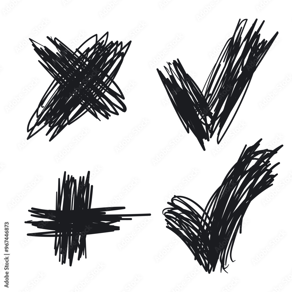 Sketched Check Marks, Tick Symbols, Checkmark Signs Stock Vector ...