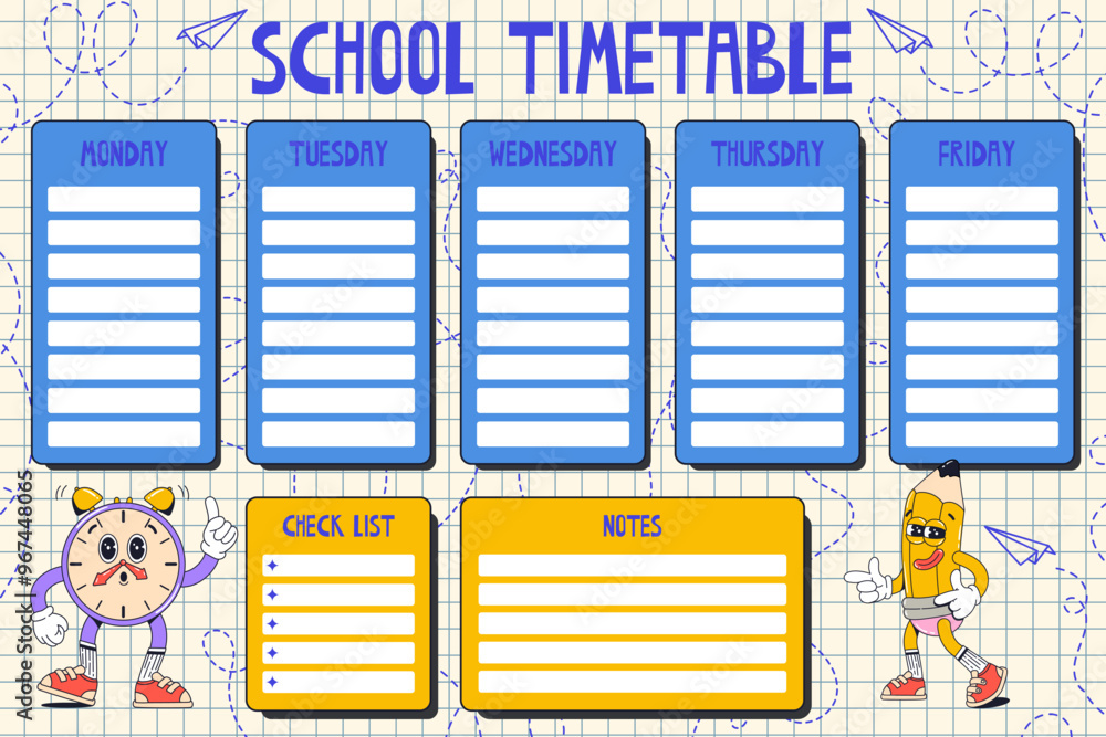 Image vectorielle Stock Back to school planner. Template weekly planner ...