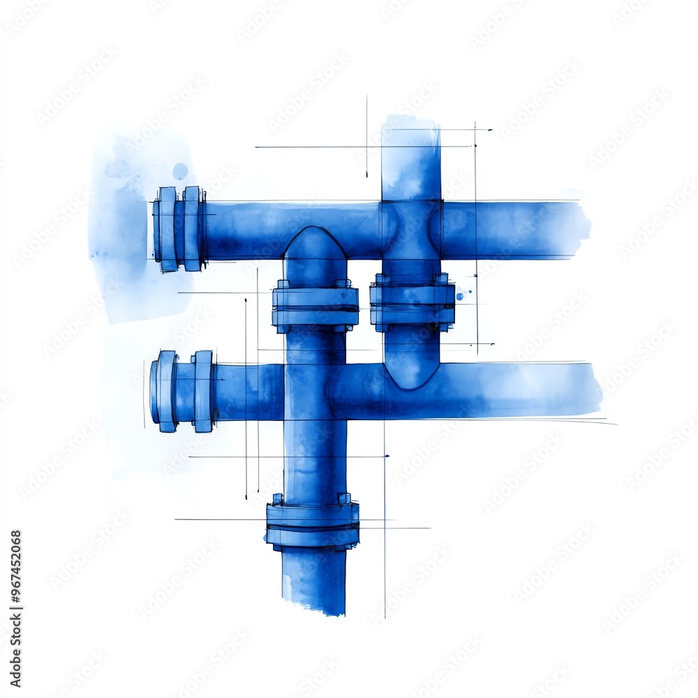 Blue pipe illustration with technical specifications, ideal for ...