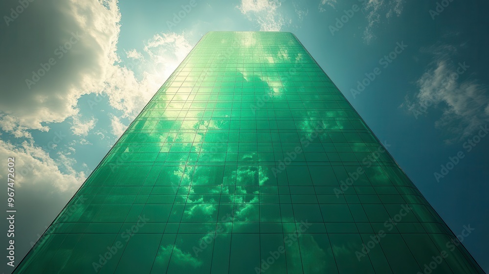 massive green screen seamlessly integrated into a sleek skyscraper ...