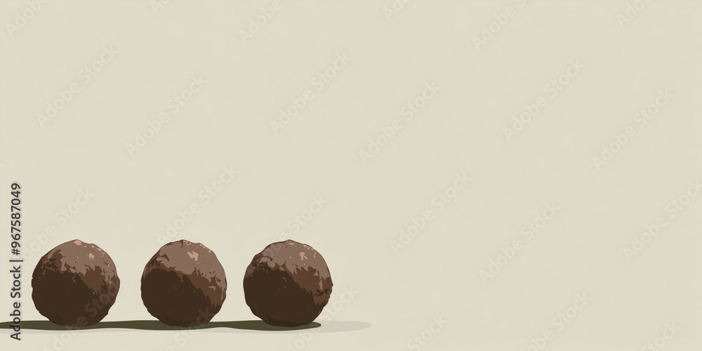 Coated truffles at the bottom edge, surfaces facing upwards, edges ... Coated truffles at the bottom edge, surfaces facing upwards, edges ...