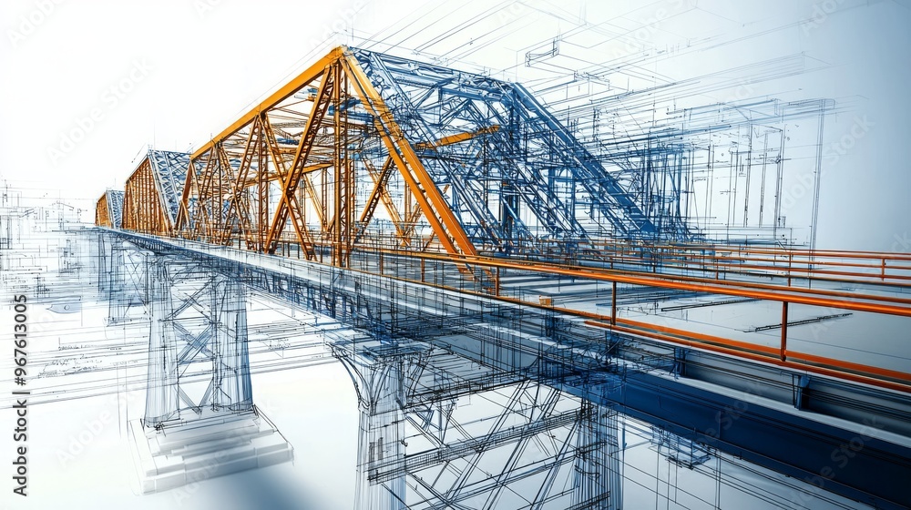 Finite Element Method Structural Analysis Results Stress Fields In A Truss Bridge Tension In