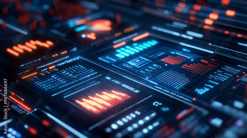 Quantitative data display screen or Dashboard, which presents a large ...