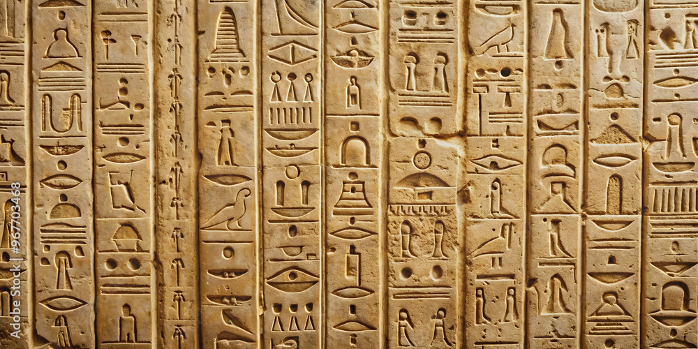 Ancient Egyptian hieroglyphs on a stone tablet, Egypt, civilization ...