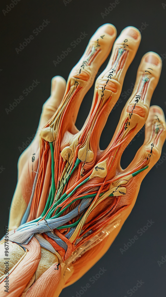 Anatomy of human wrist with labeled ligaments showcases intricate ...