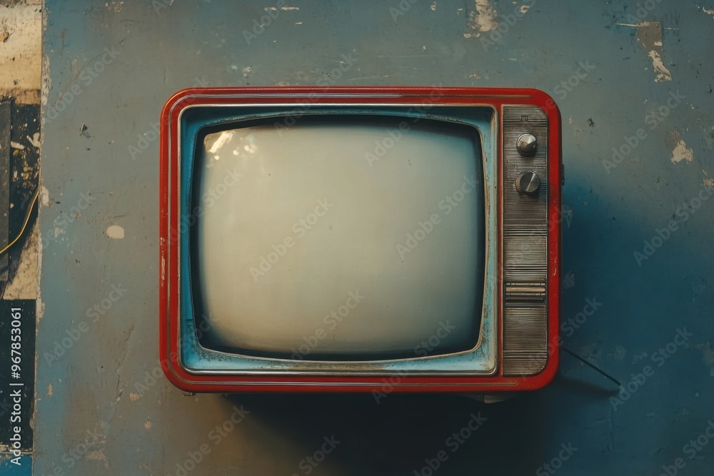 Vintage retro television set with worn edges Stock Photo | Adobe Stock