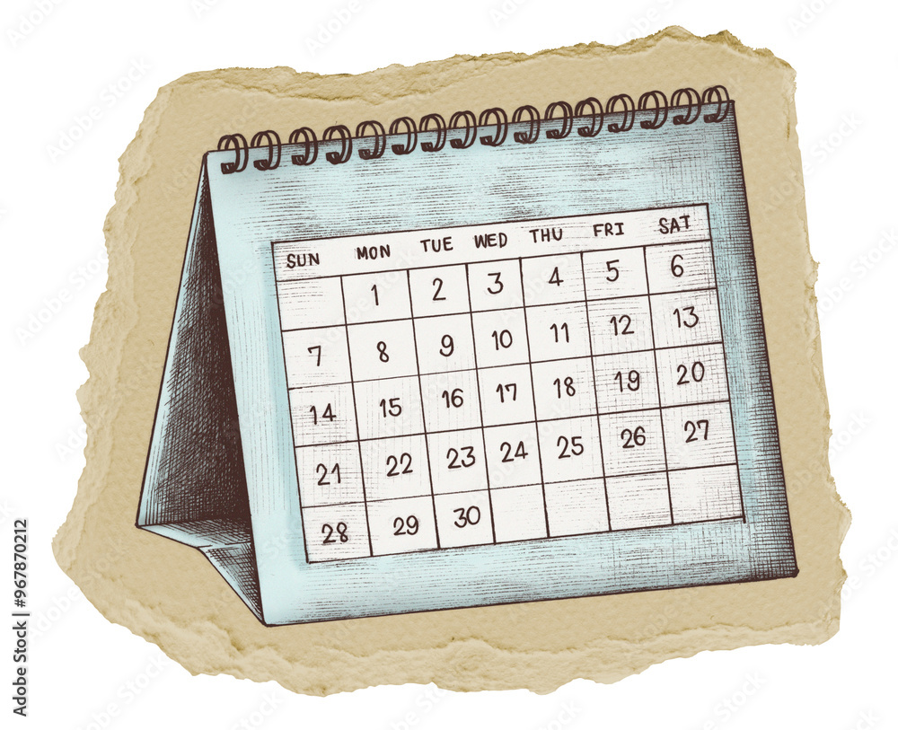 Vintage calendar png sticker, ripped paper, transparent background ...