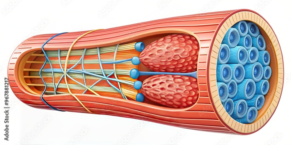 Muscle Tissue Cell Structure Cellular Anatomy Illustration Technical ...