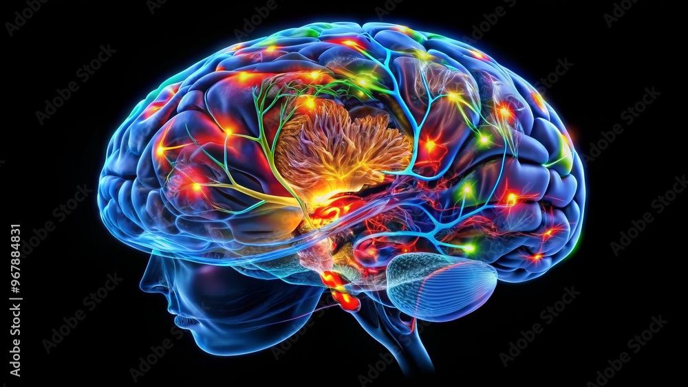 Neural networks occipital lobe fMRI scans medical imaging Stock ...