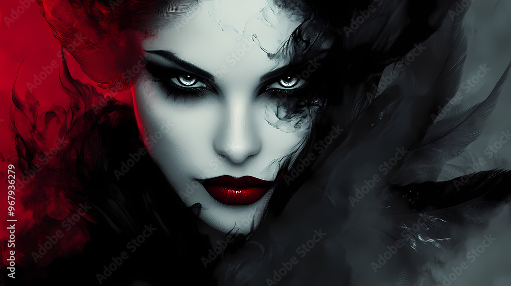 Fashion portrait of gothic vampire queen with beautiful dark makeup ...