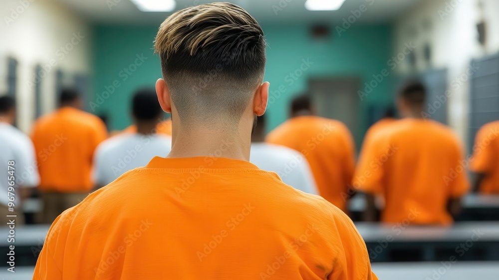 ภาพประกอบ Stock Inmates attending a job training program inside prison ...