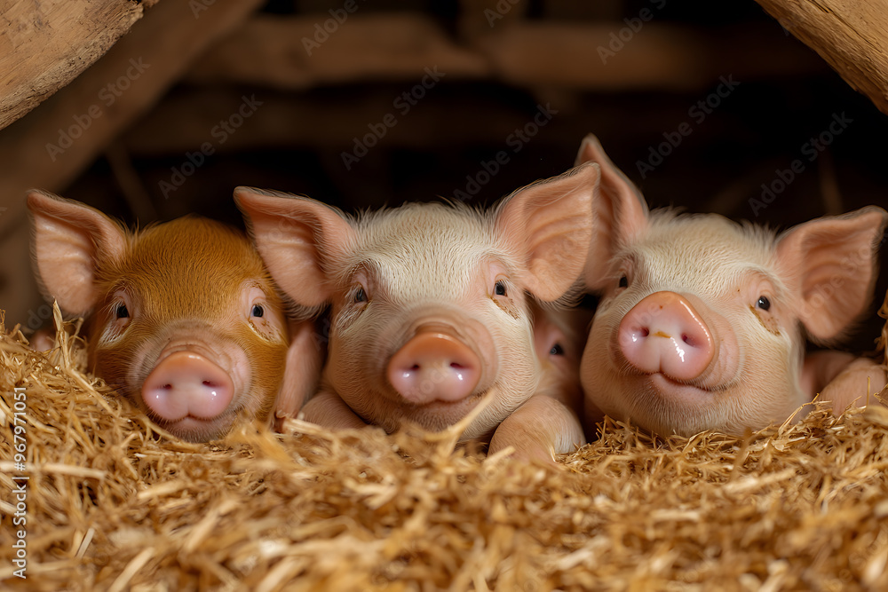 Group of Piglets Feeding from Their Mother | Nurturing Farm Scene and ...
