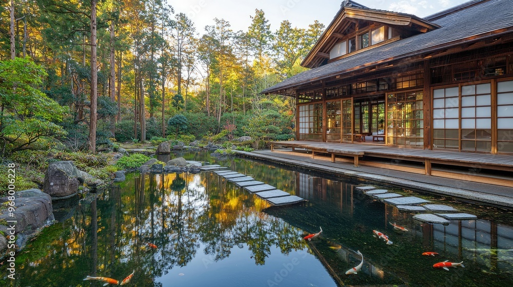 Editorial Style photo, Wide angle, Traditional Japanese, Exterior ...
