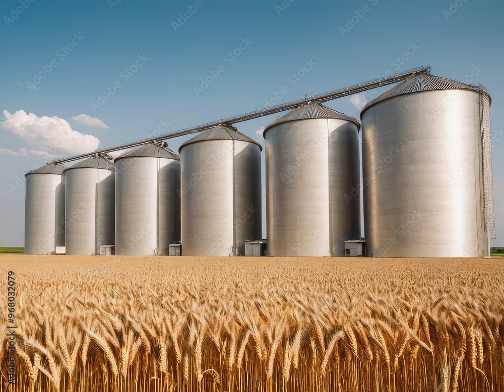 Grain elevator and agricultural storage. Containers silos storing ...