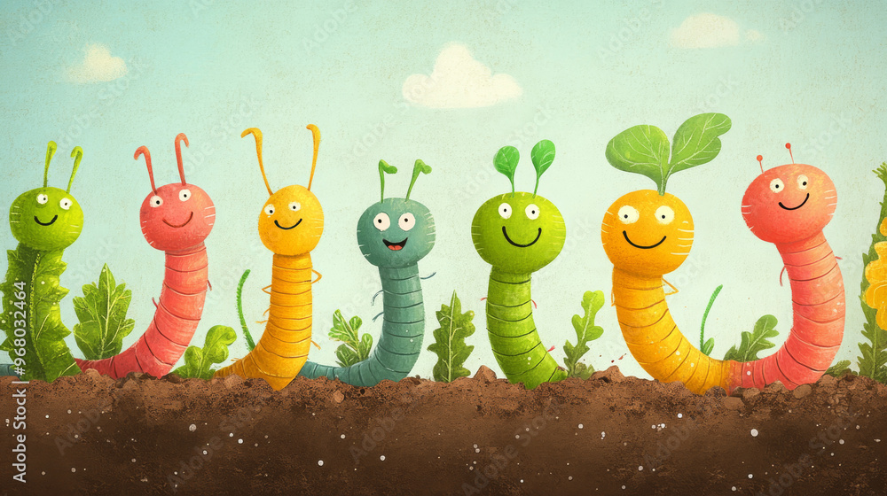 Smiling worms help plants grow by adding nutrients to the soil. This ...