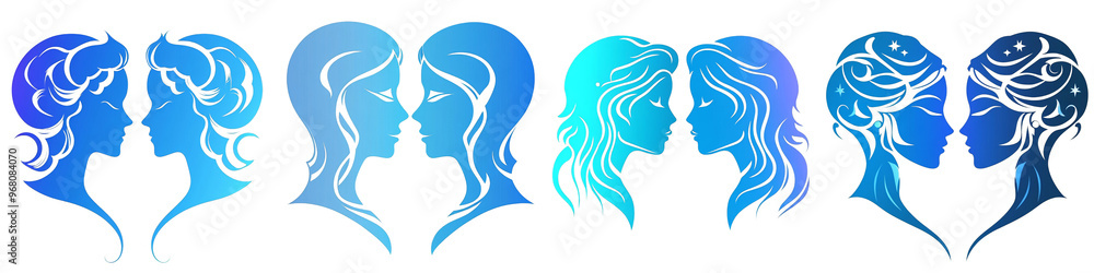 Gemini Zodiac Sign, Blue Gradient clipart collection, symbol, logos ...