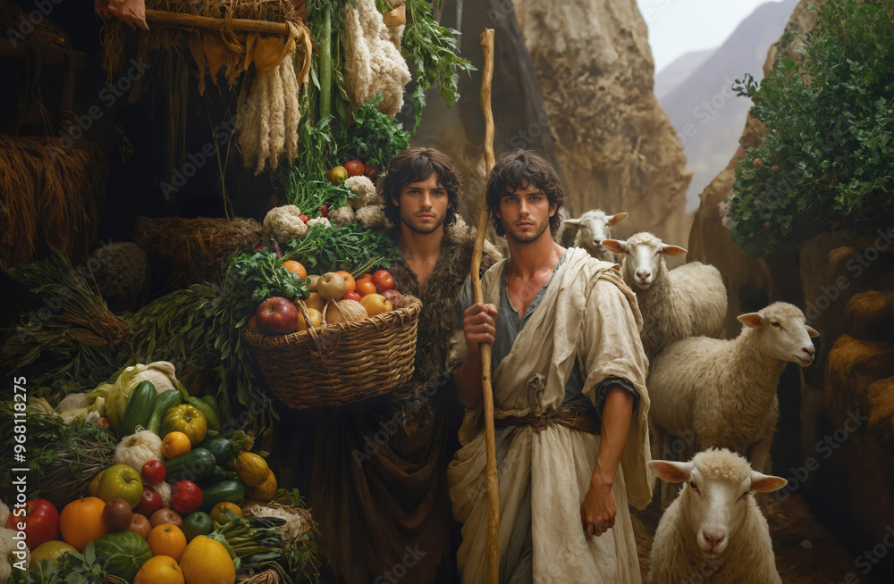 Bible story of Cain and Abel. Old Testament. Stock Illustration | Adobe ...