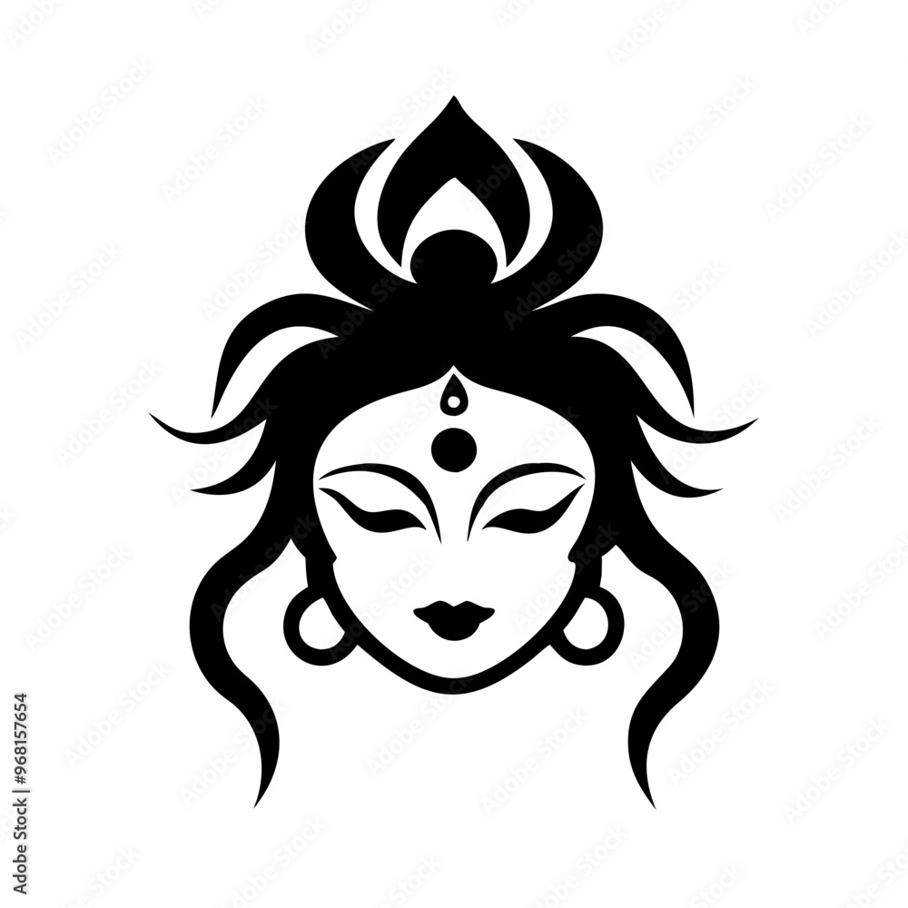 Joy Ma Devi Durga and Kali Ma Indian Hindu Goddess Silhouette Icon ...
