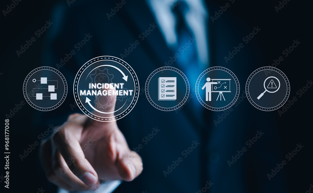 Incident Management, Risk Mitigation Process Concept. Icons represent ...