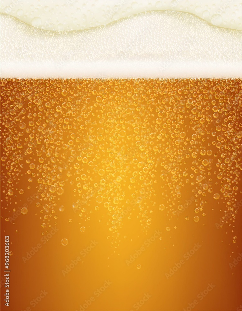 Realistic beer foam with bubbles. Beer glass with a cold drink ...