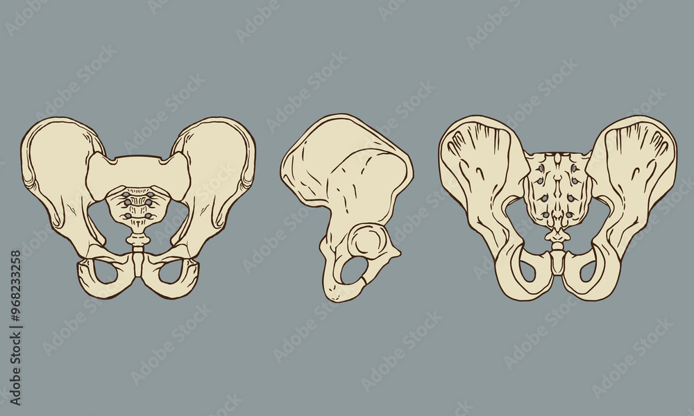 Pelvis Skeletal Anatomy Views Stock Illustration | Adobe Stock