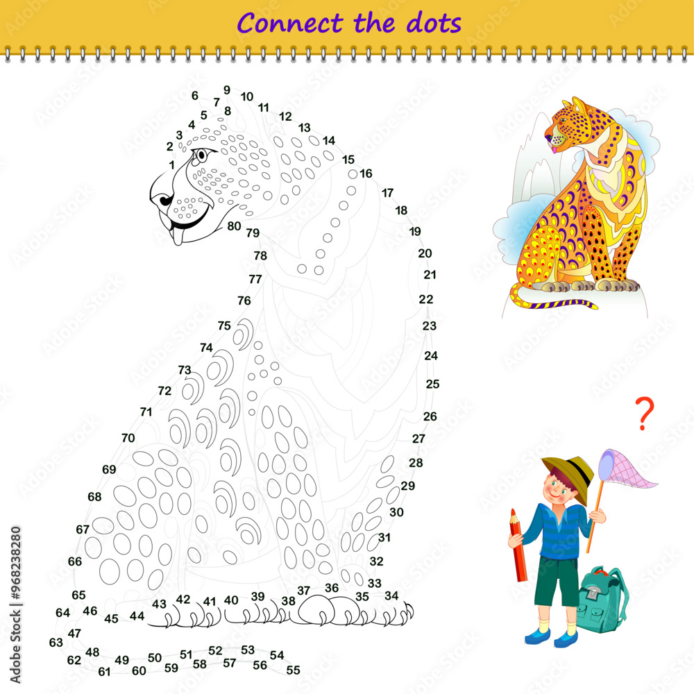 Connect the dots from 1 to 80 and draw the leopard. Trace the line ...